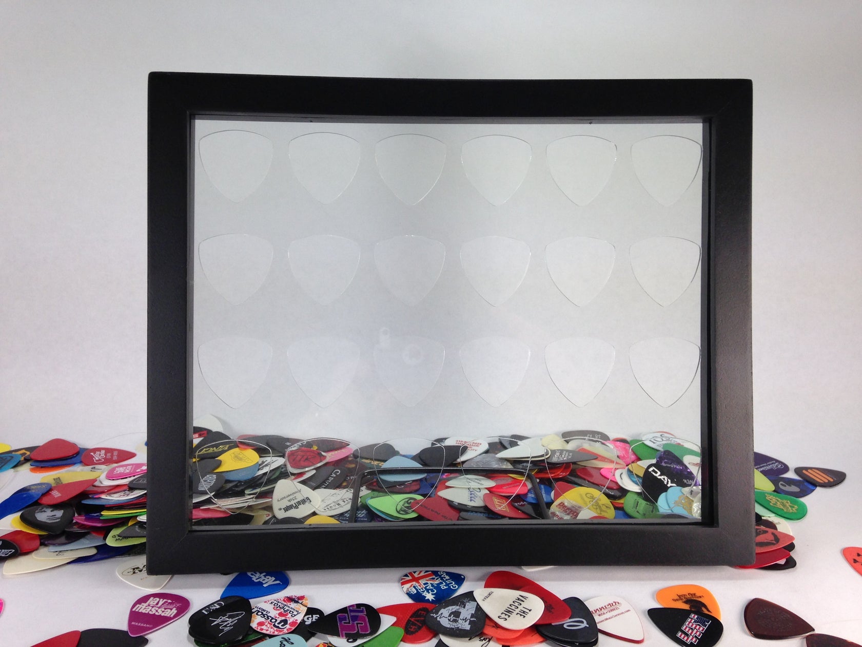 8" x 10" Horizontal Guitar Pick Display Frame - CLEAR - Holds 24 Bass ...